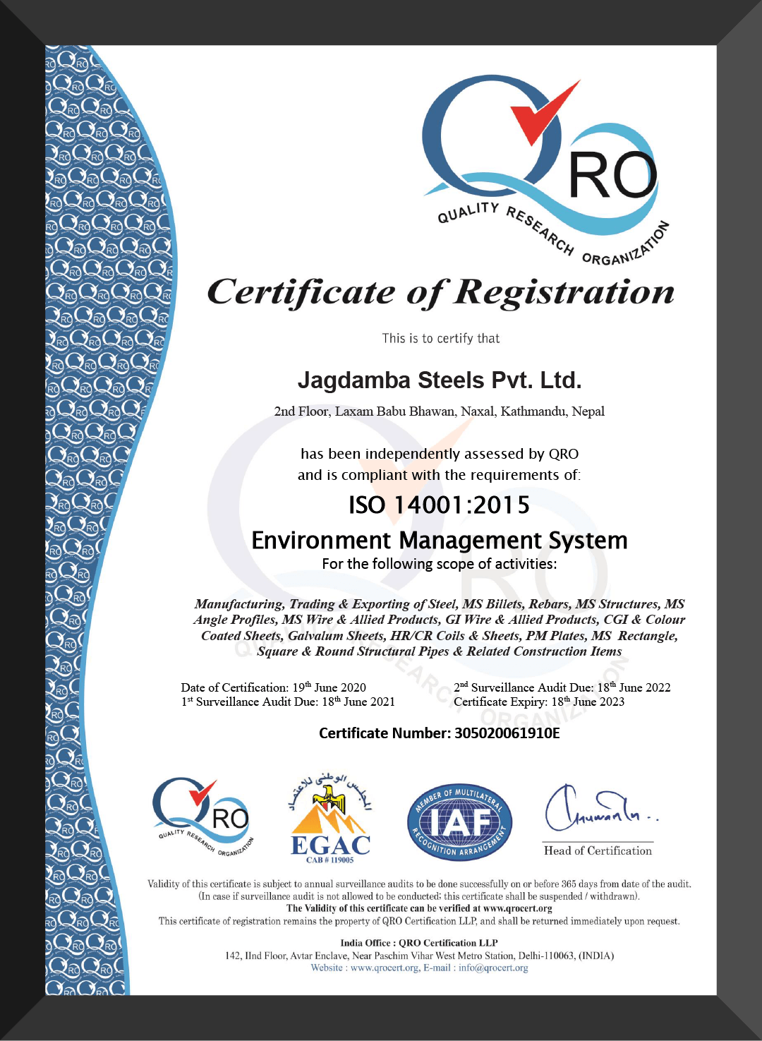 Certification & Awards